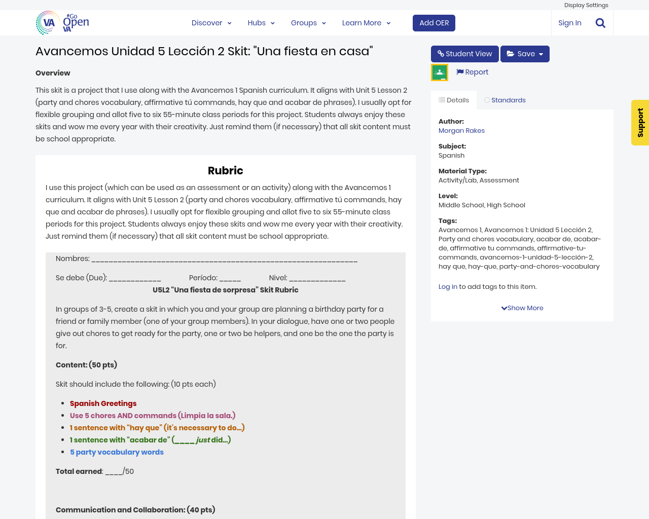 Avancemos Unidad 5 Lección 2 Skit: "Una fiesta en casa" | #GoOpenVA