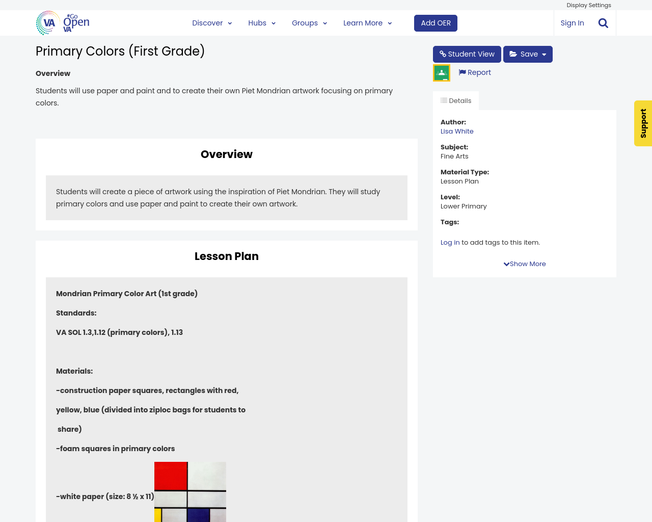 Primary Colors (First Grade) | #GoOpenVA
