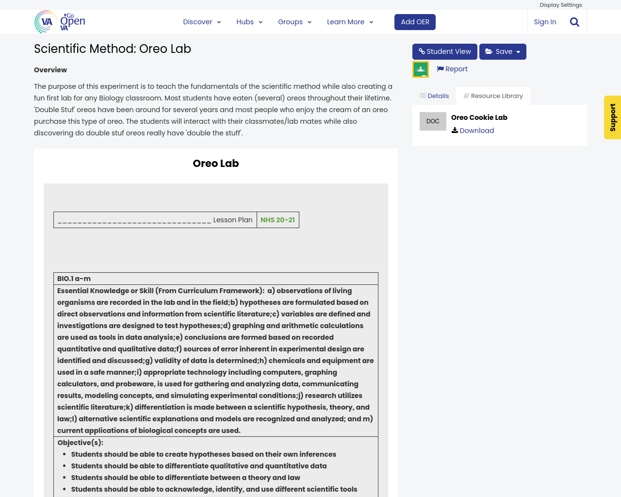 Scientific Method: Oreo Lab | #GoOpenVA