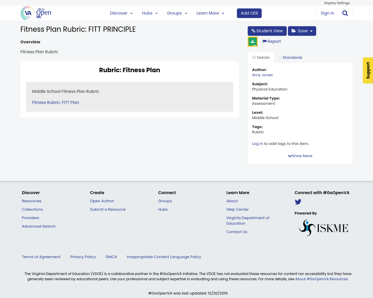 Fitness Plan Rubric: FITT PRINCIPLE | #GoOpenVA