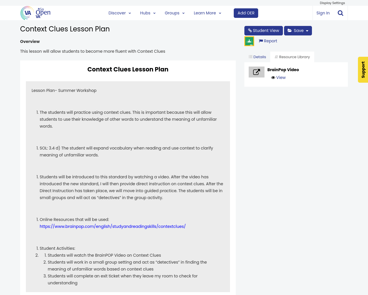 Context Clues Lesson Plan | #GoOpenVA