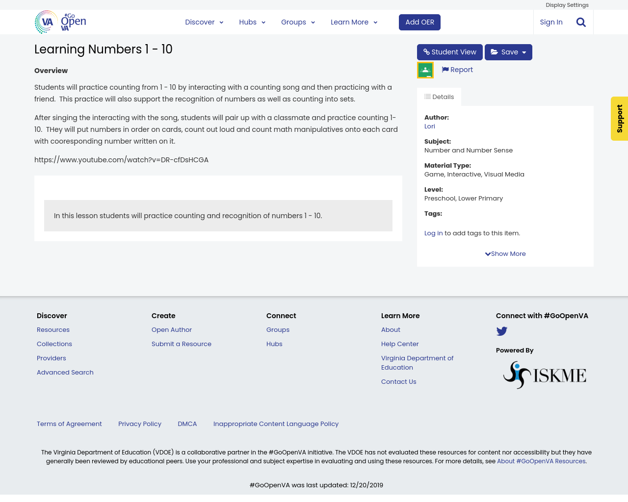 Learning Numbers 1 - 10 | #GoOpenVA
