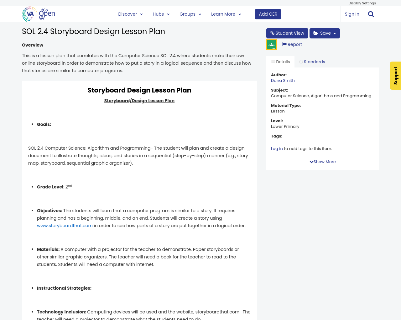SOL 2.4 Storyboard Design Lesson Plan | #GoOpenVA