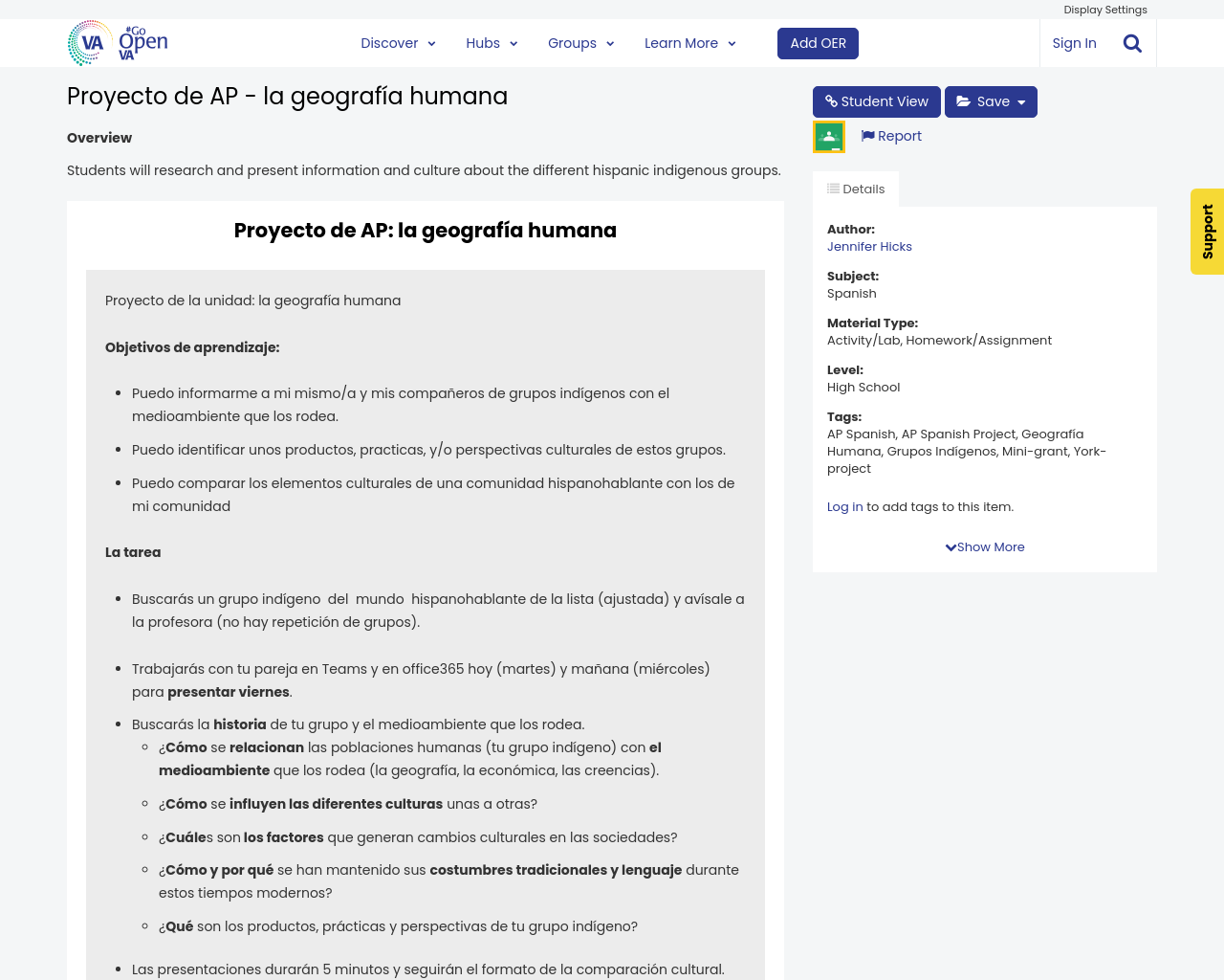 Proyecto de AP - la geografía humana | #GoOpenVA