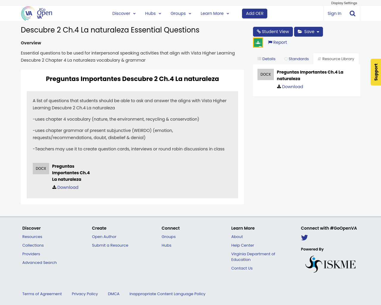 Descubre 2 Ch.4 La naturaleza Essential Questions | #GoOpenVA