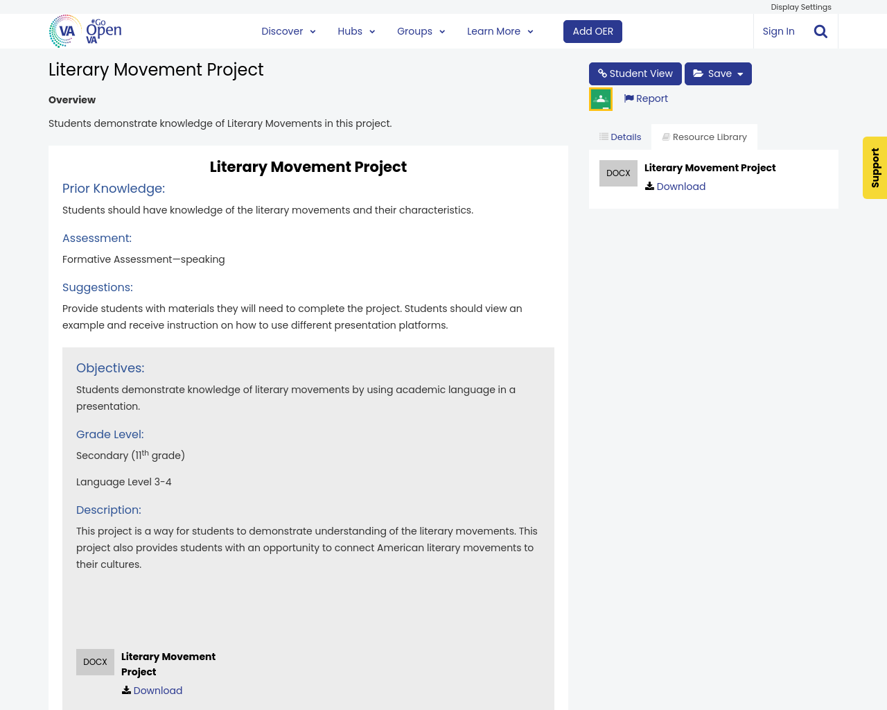 Literary Movement Project | #GoOpenVA