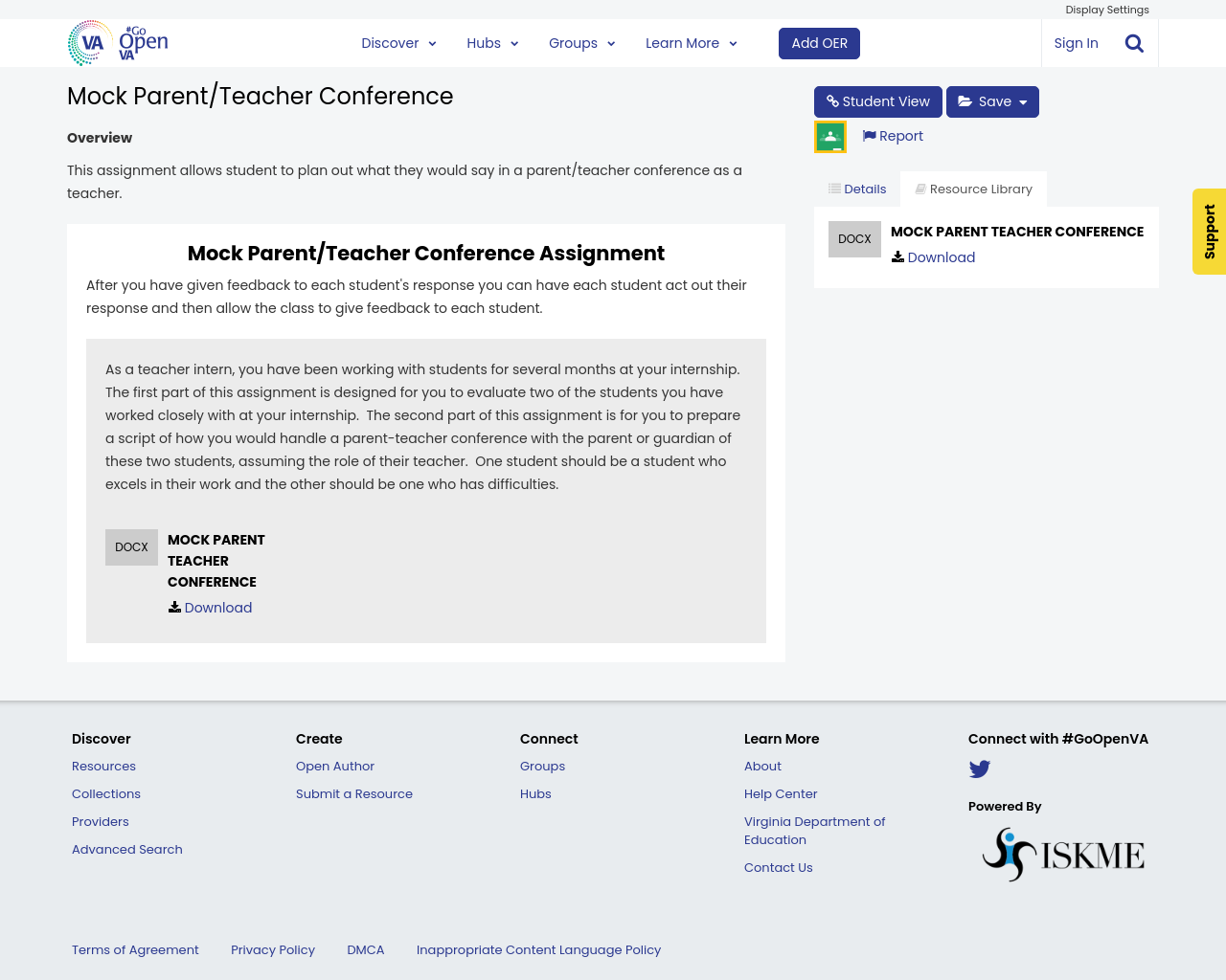 Mock Parent/Teacher Conference | #GoOpenVA