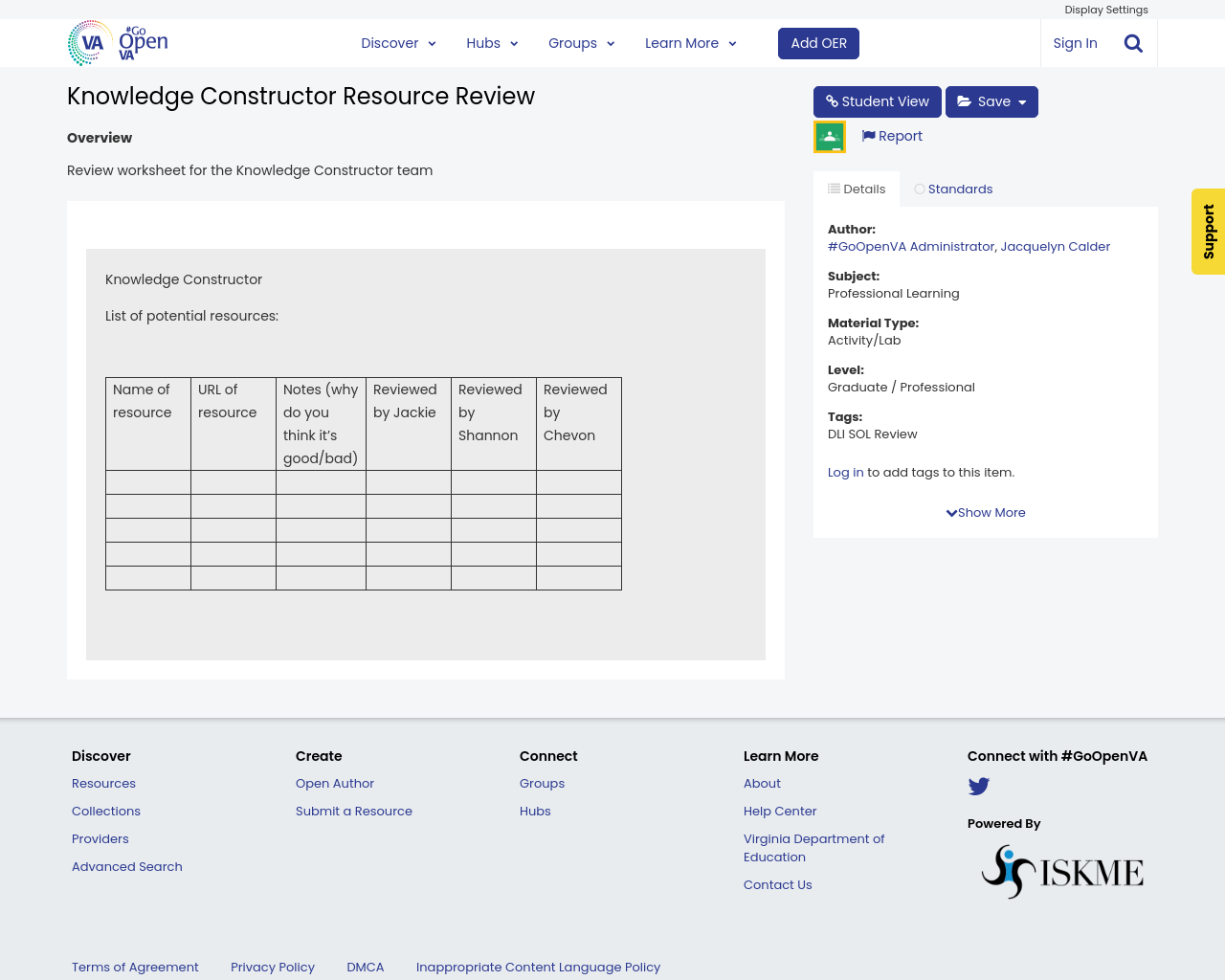Knowledge Constructor Resource Review | #GoOpenVA