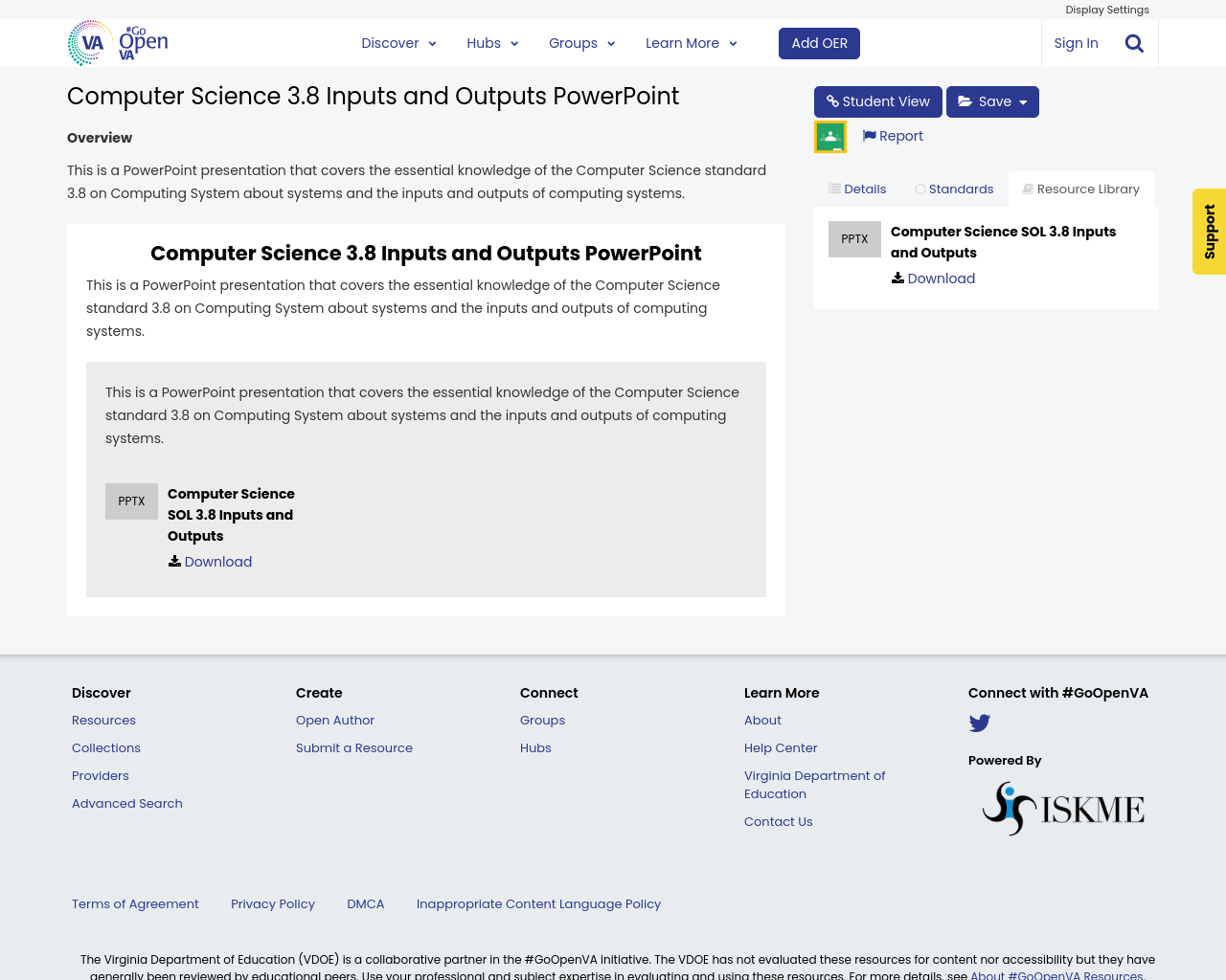 Computer Science 3.8 Inputs and Outputs PowerPoint | #GoOpenVA