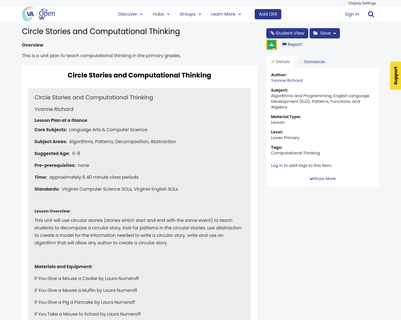 Circle Stories and Computational Thinking | #GoOpenVA