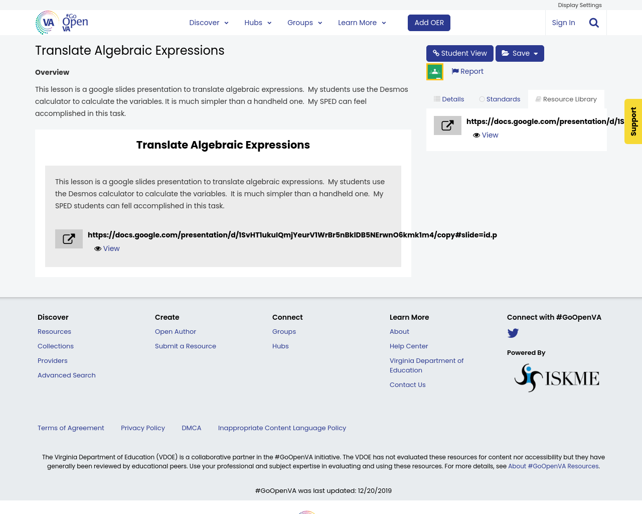 Translate Algebraic Expressions | #GoOpenVA