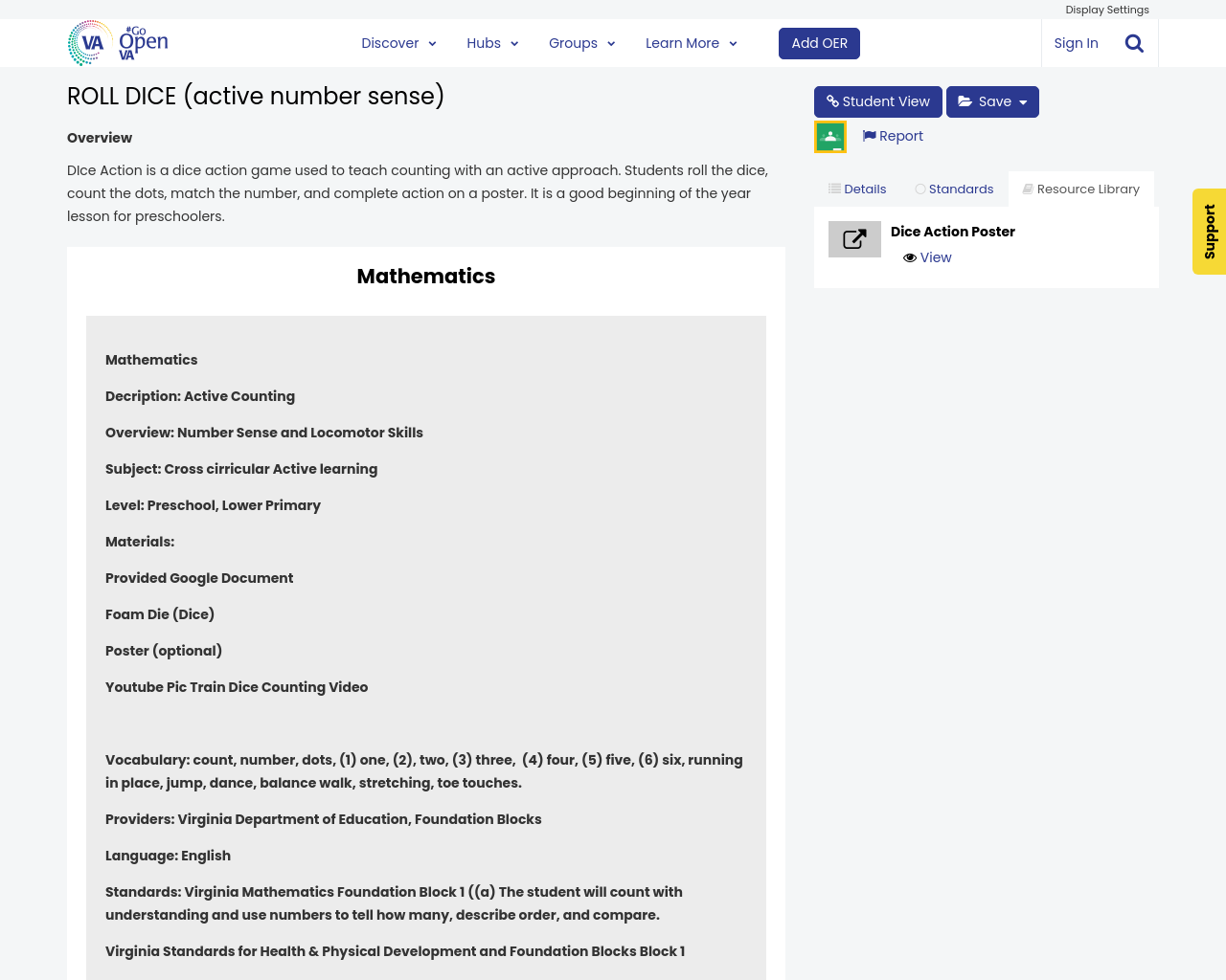 ROLL DICE (active number sense) | #GoOpenVA