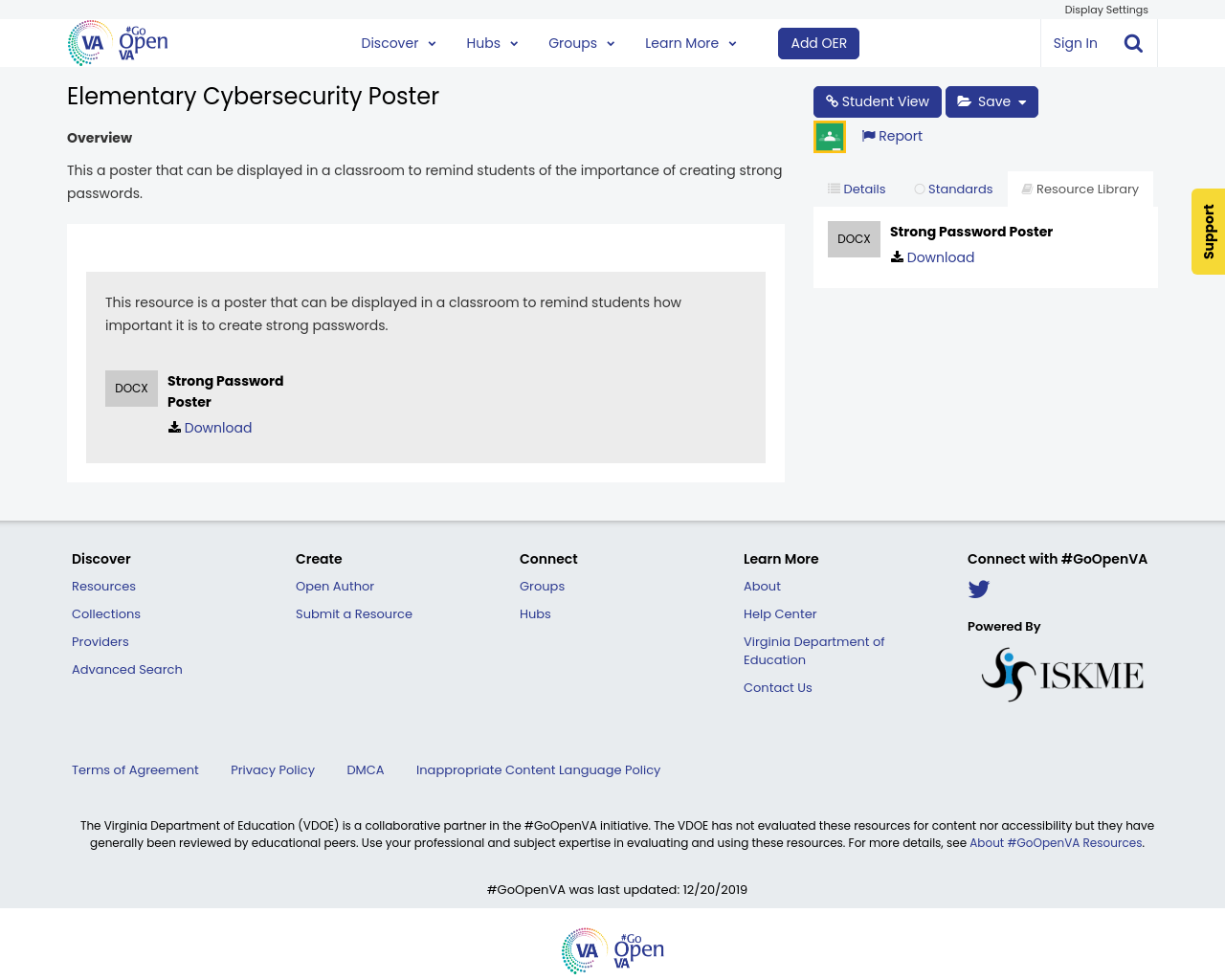 Elementary Cybersecurity Poster | #GoOpenVA