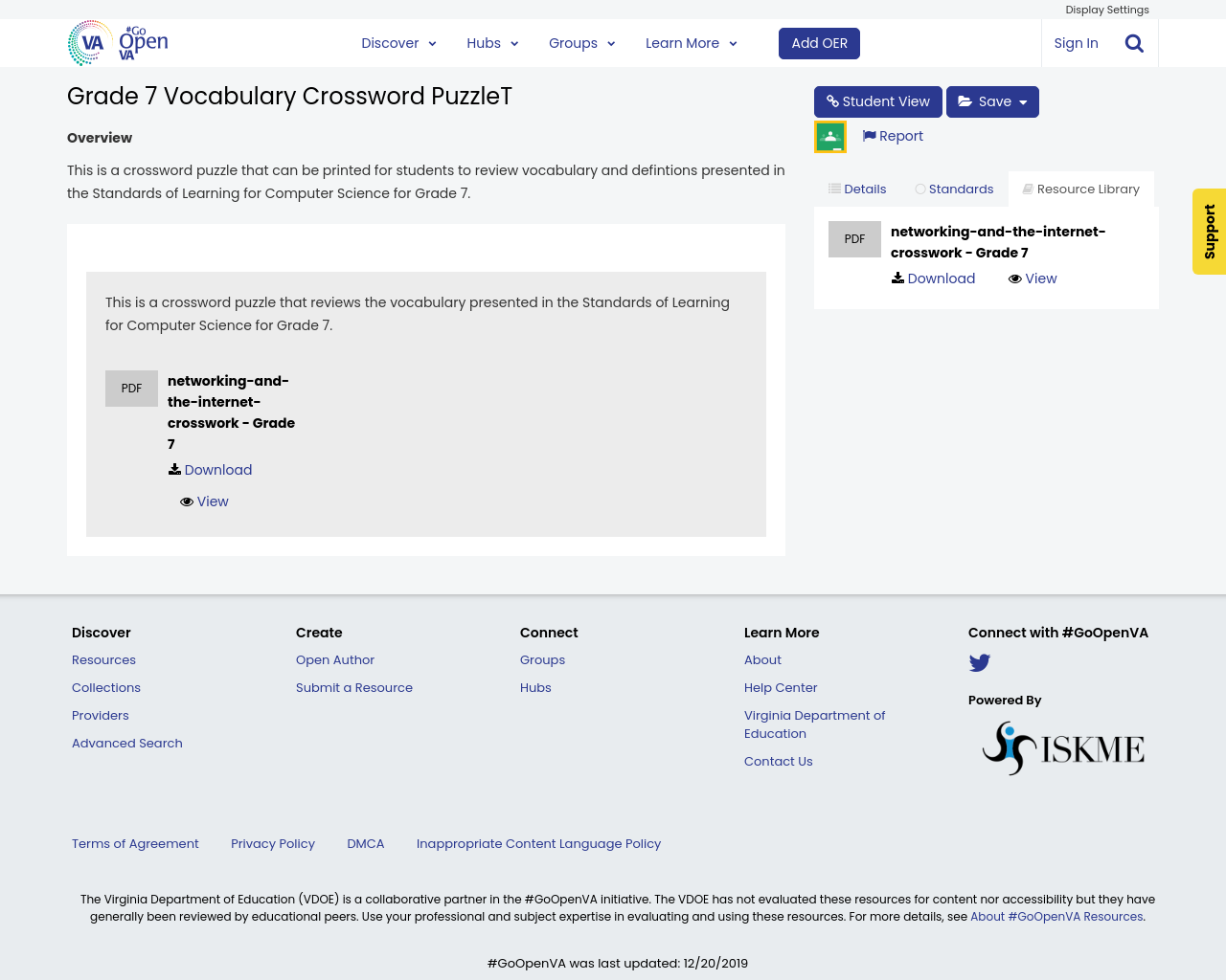 Grade 7 Vocabulary Crossword PuzzleT | #GoOpenVA