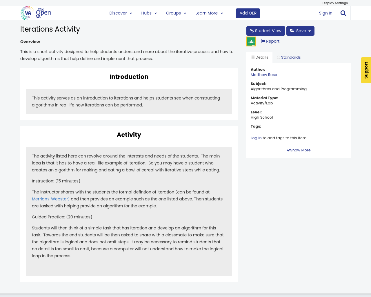 Iterations Activity | #GoOpenVA