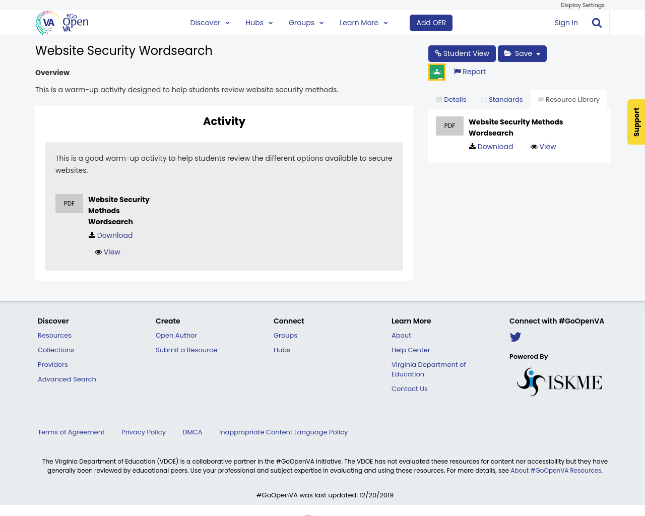 Website Security Wordsearch | #GoOpenVA