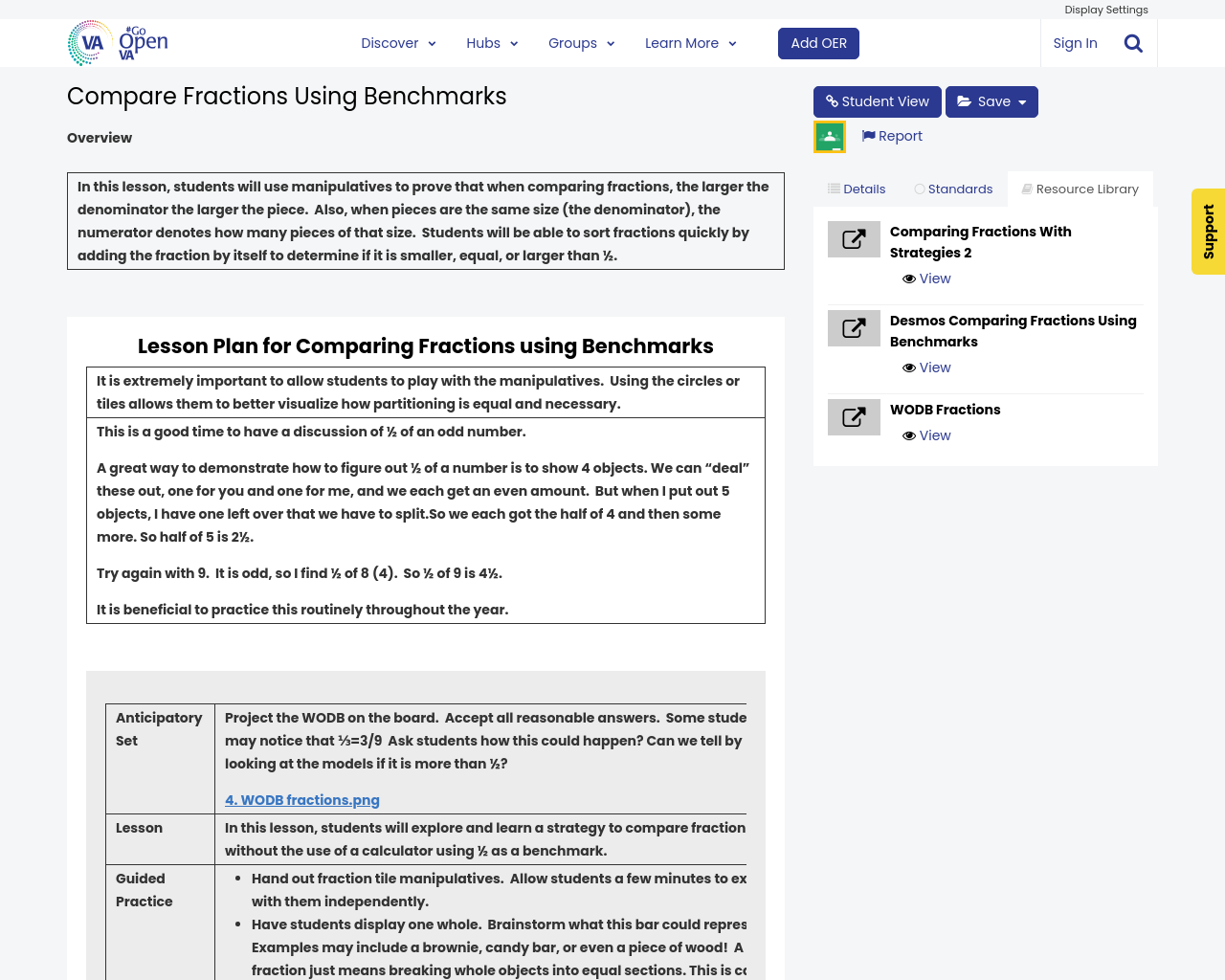 Compare Fractions Using Benchmarks | #GoOpenVA