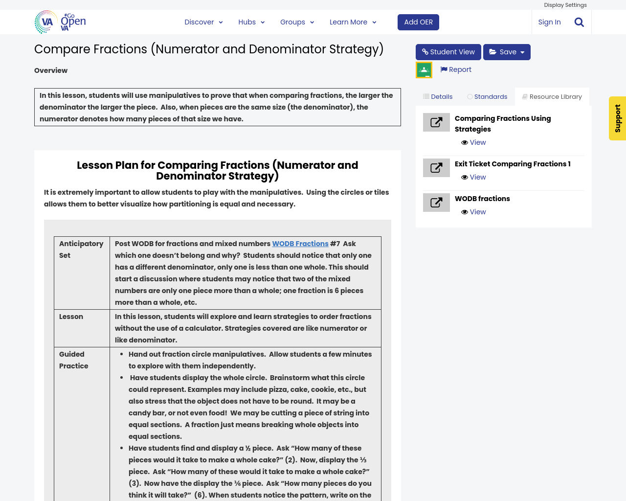 Compare Fractions (Numerator and Denominator Strategy) | #GoOpenVA