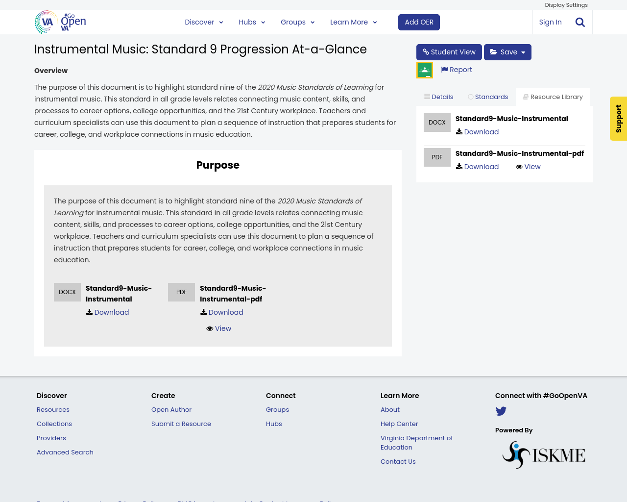 Instrumental Music: Standard 9 Progression At-a-Glance | #GoOpenVA