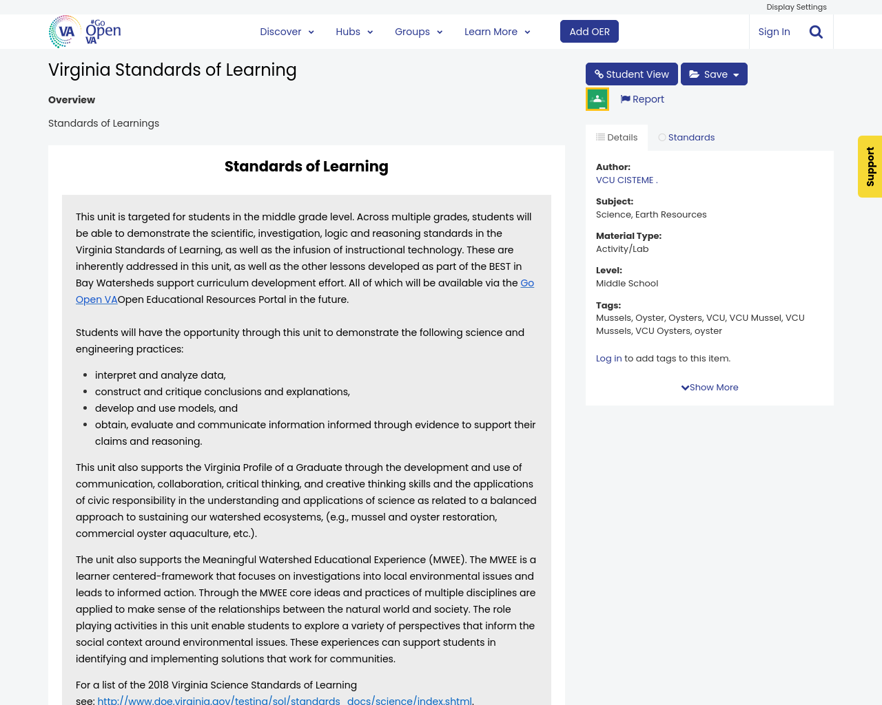 Lesson C: Virginia Standards of Learning | #GoOpenVA