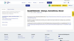 Quadrilaterals- Always, Sometimes, Never | #GoOpenVA