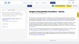 Graphs of Quadratic Functions - Remix | #GoOpenVA