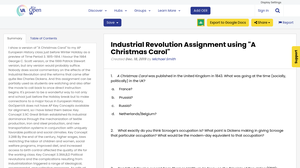Industrial Revolution Assignment using "A Christmas Carol" | #GoOpenVA