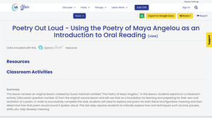 Poetry Out Loud - Using the Poetry of Maya Angelou as an Introduction ...