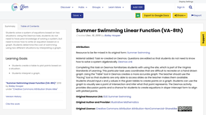 Summer Swimming Linear Function (VA-8th) | #GoOpenVA