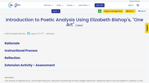 Introduction to Poetic Analysis Using Elizabeth Bishop's, "One Art" | # ...