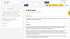K-W-L Form | #GoOpenVA