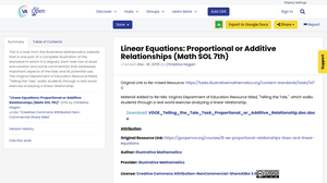 Linear Equations: Proportional or Additive Relationships (Math SOL 7th ...