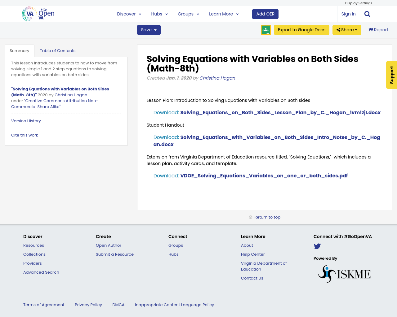 Solving Equations with Variables on Both Sides (Math-8th) | #GoOpenVA