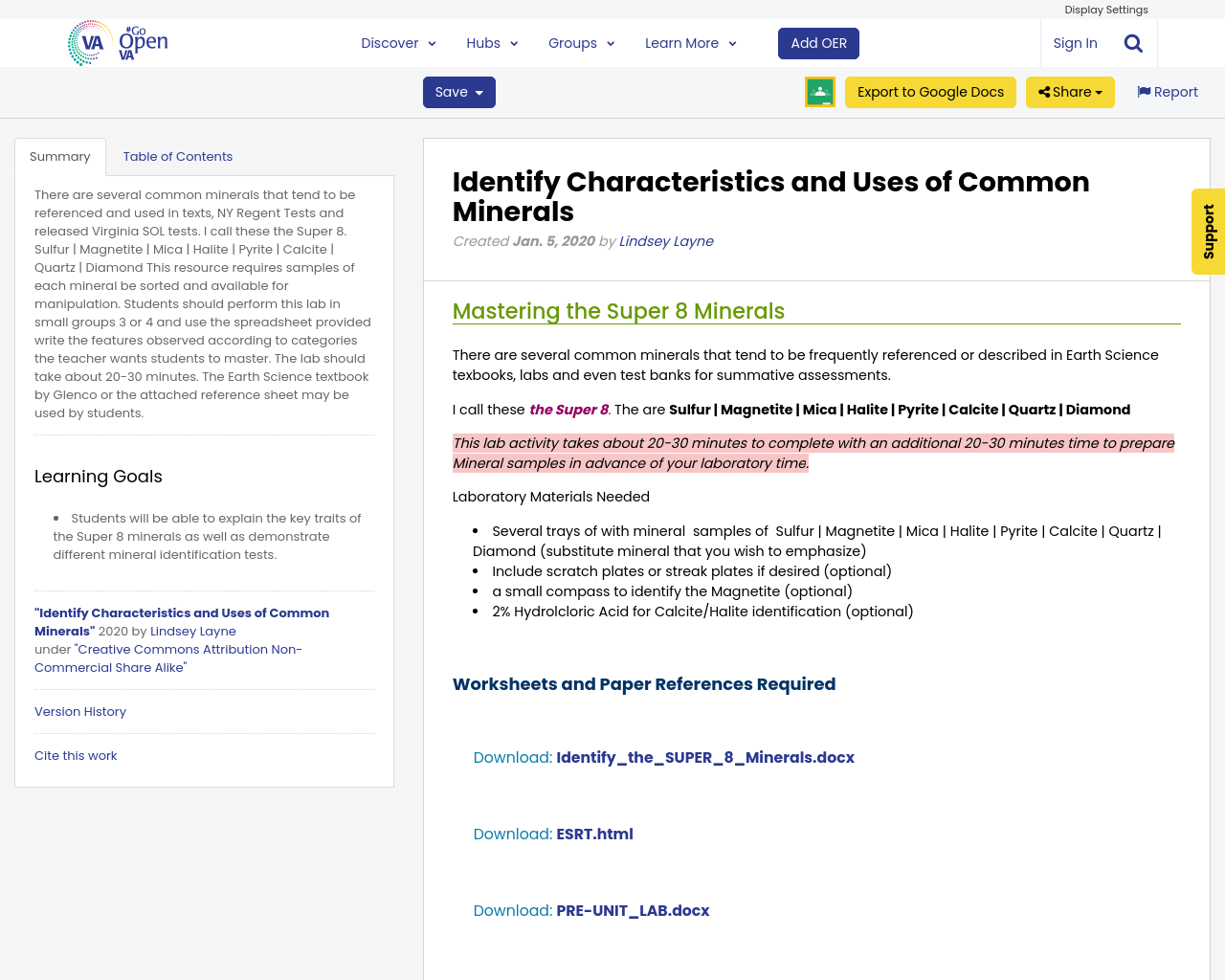 Identify Characteristics and Uses of Common Minerals | #GoOpenVA