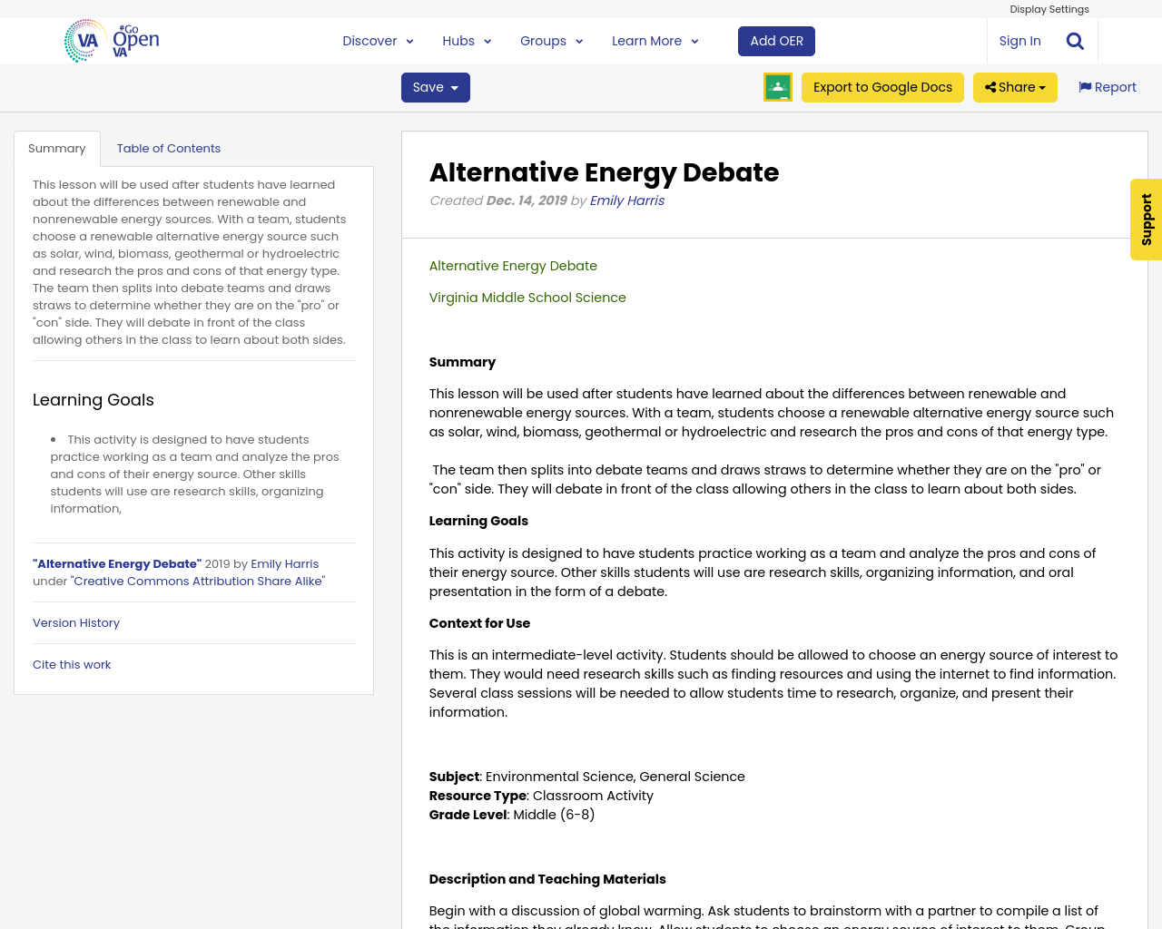 Alternative Energy Debate | #GoOpenVA