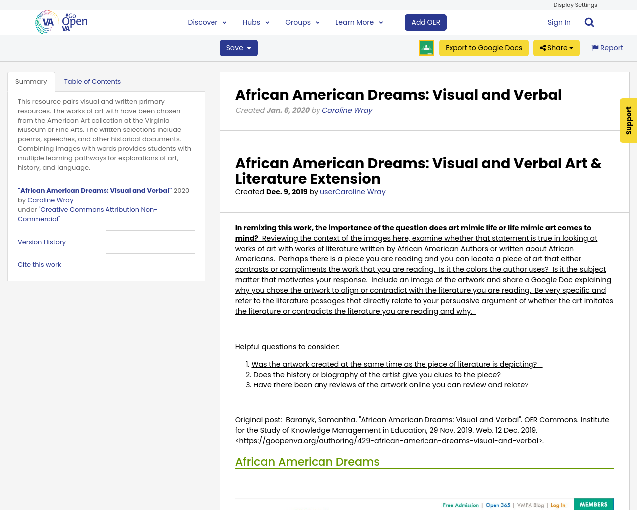 African American Dreams: Visual and Verbal | #GoOpenVA