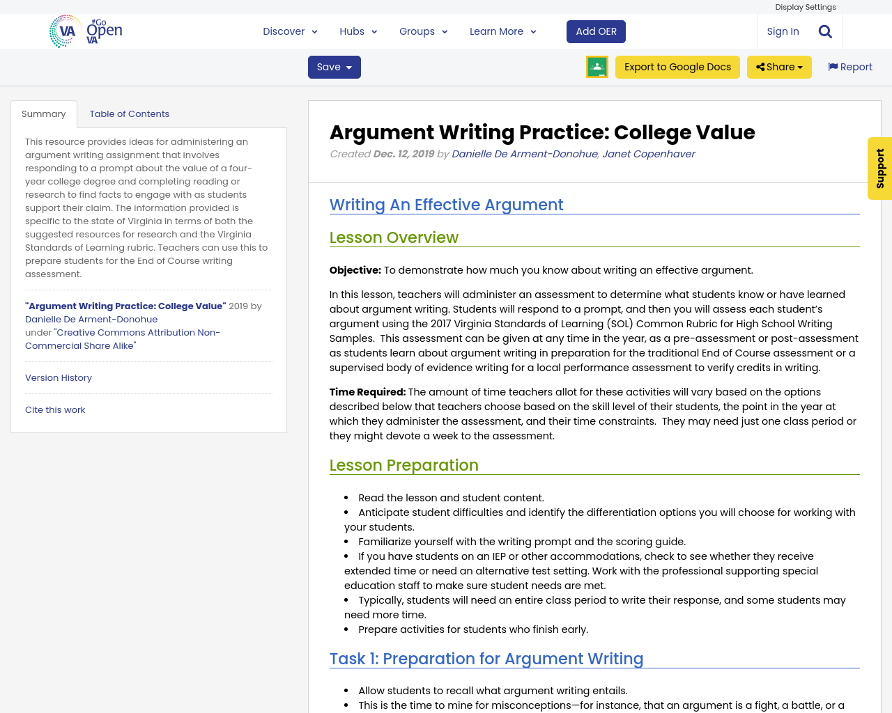 Argument Writing Practice: College Value | #GoOpenVA