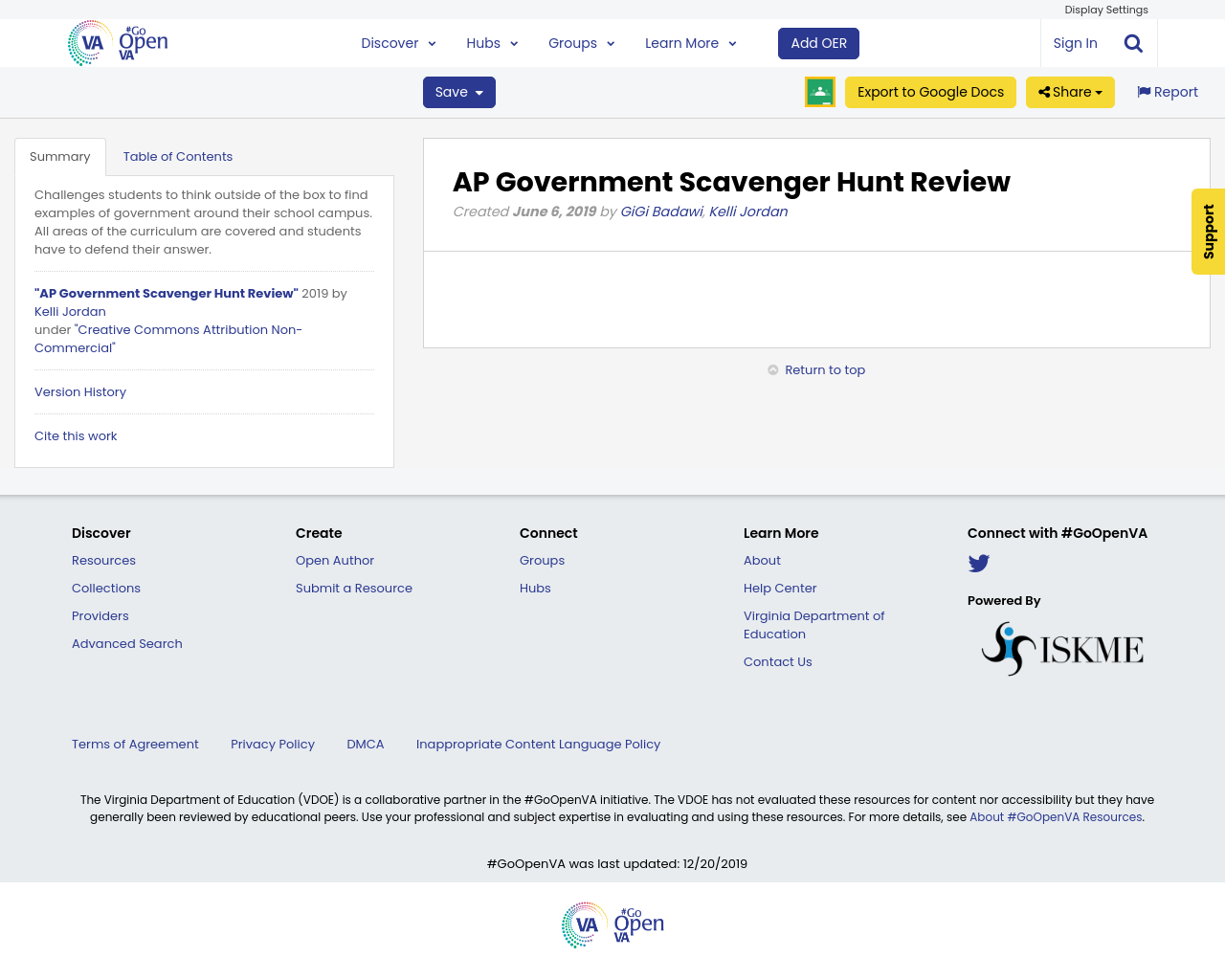 AP Government Scavenger Hunt Review | #GoOpenVA