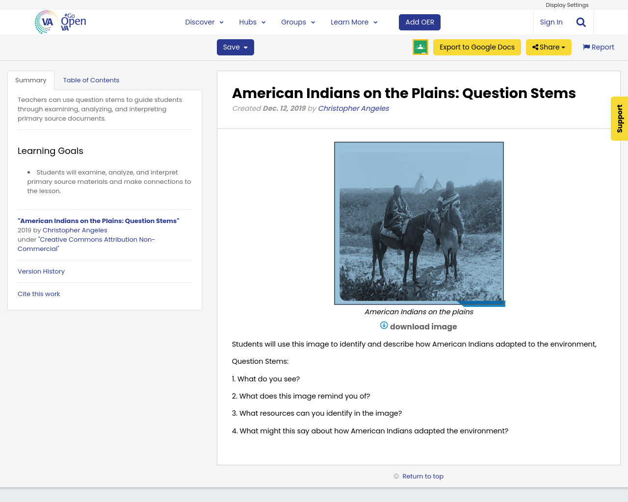 American Indians on the Plains: Question Stems | #GoOpenVA