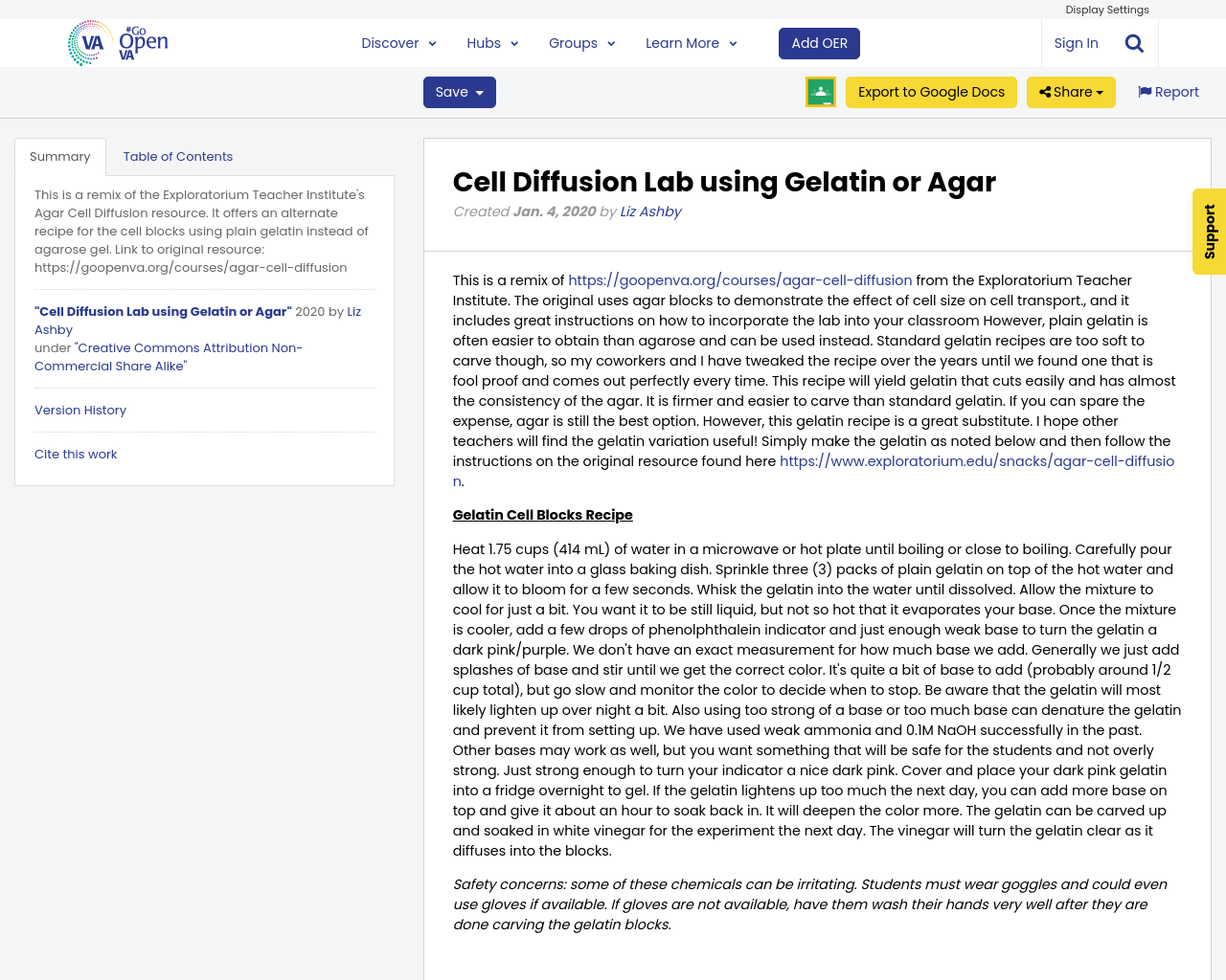 Cell Diffusion Lab using Gelatin or Agar | #GoOpenVA