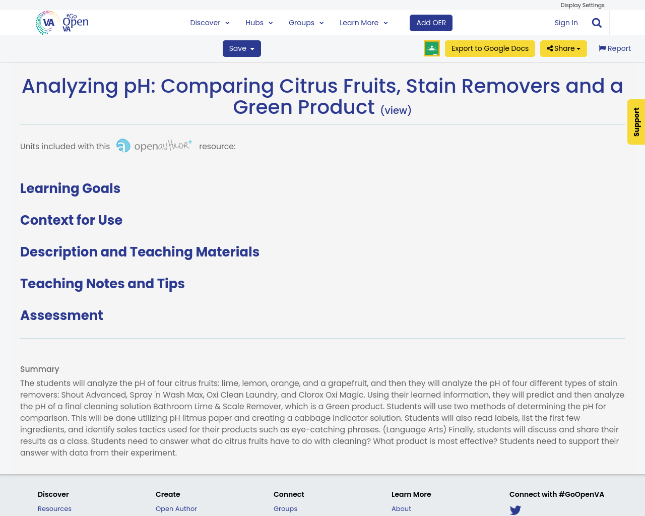 Analyzing pH: Comparing Citrus Fruits, Stain Removers and a Green ...