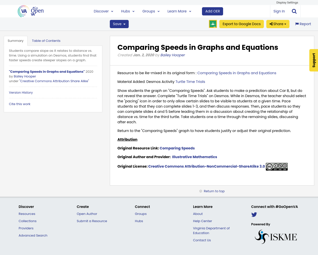 Comparing Speeds in Graphs and Equations | #GoOpenVA