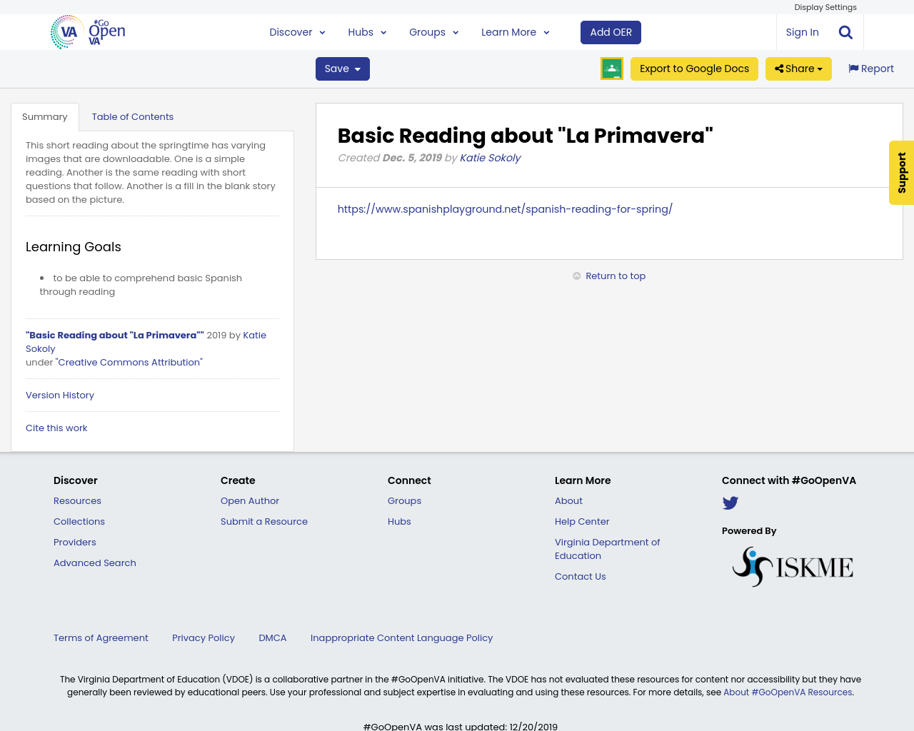 Basic Reading about "La Primavera" | #GoOpenVA