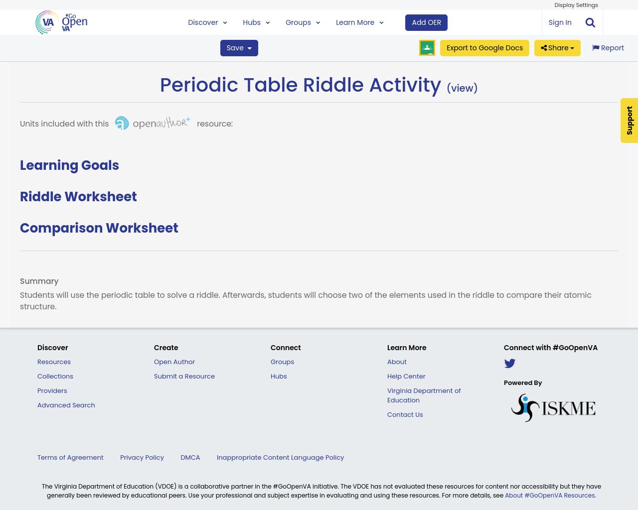 Periodic Table Riddle Activity | #GoOpenVA