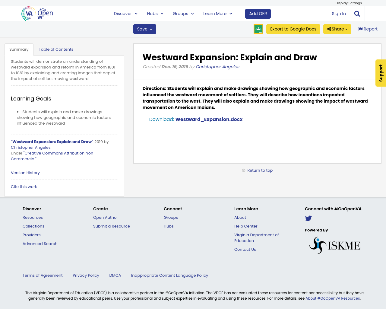 Westward Expansion: Explain and Draw | #GoOpenVA