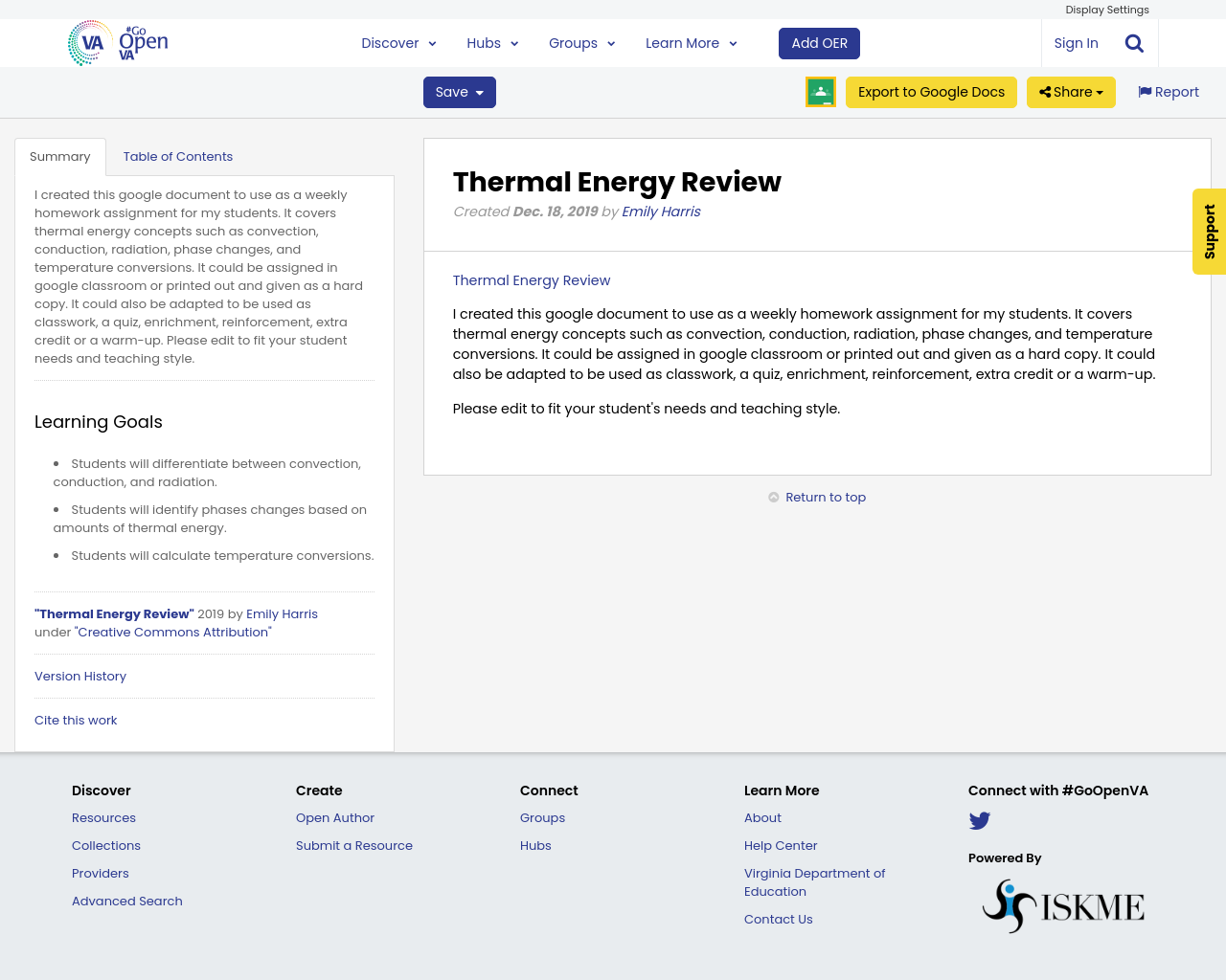 Thermal Energy Review | #GoOpenVA