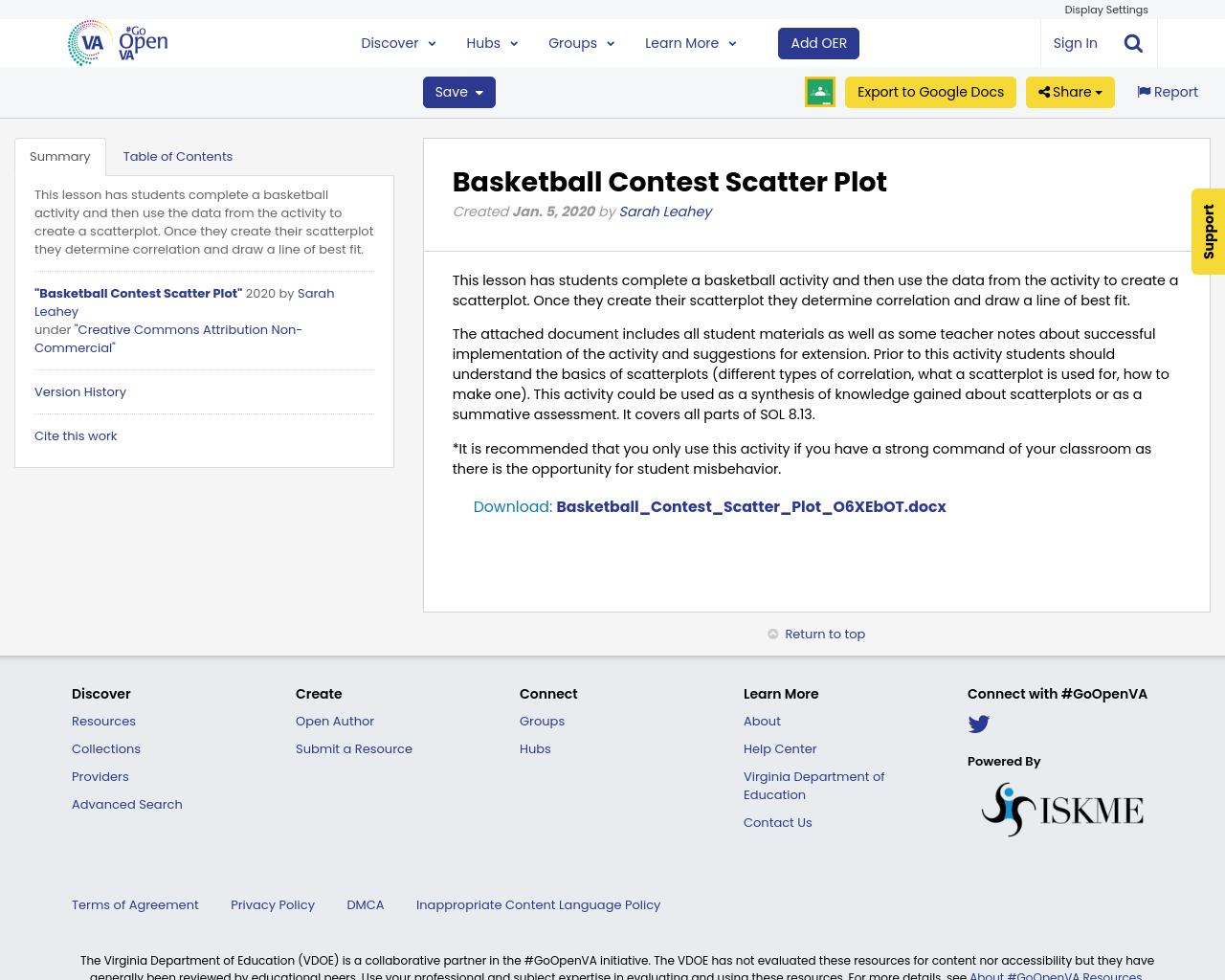 Basketball Contest Scatter Plot | #GoOpenVA