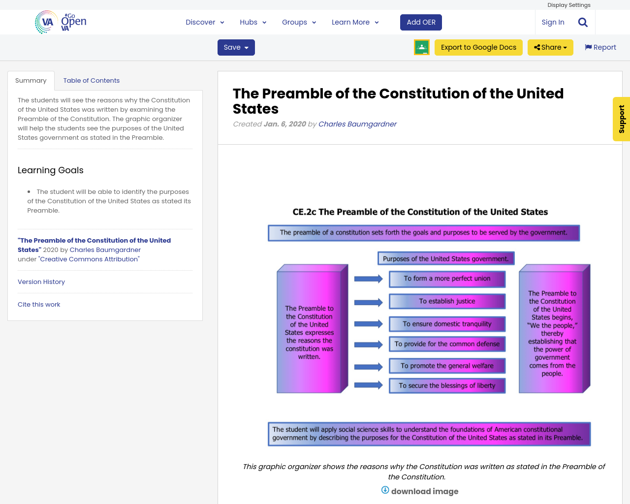 The Preamble of the Constitution of the United States | #GoOpenVA