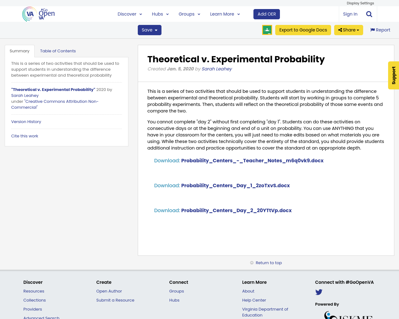 Theoretical v. Experimental Probability | #GoOpenVA