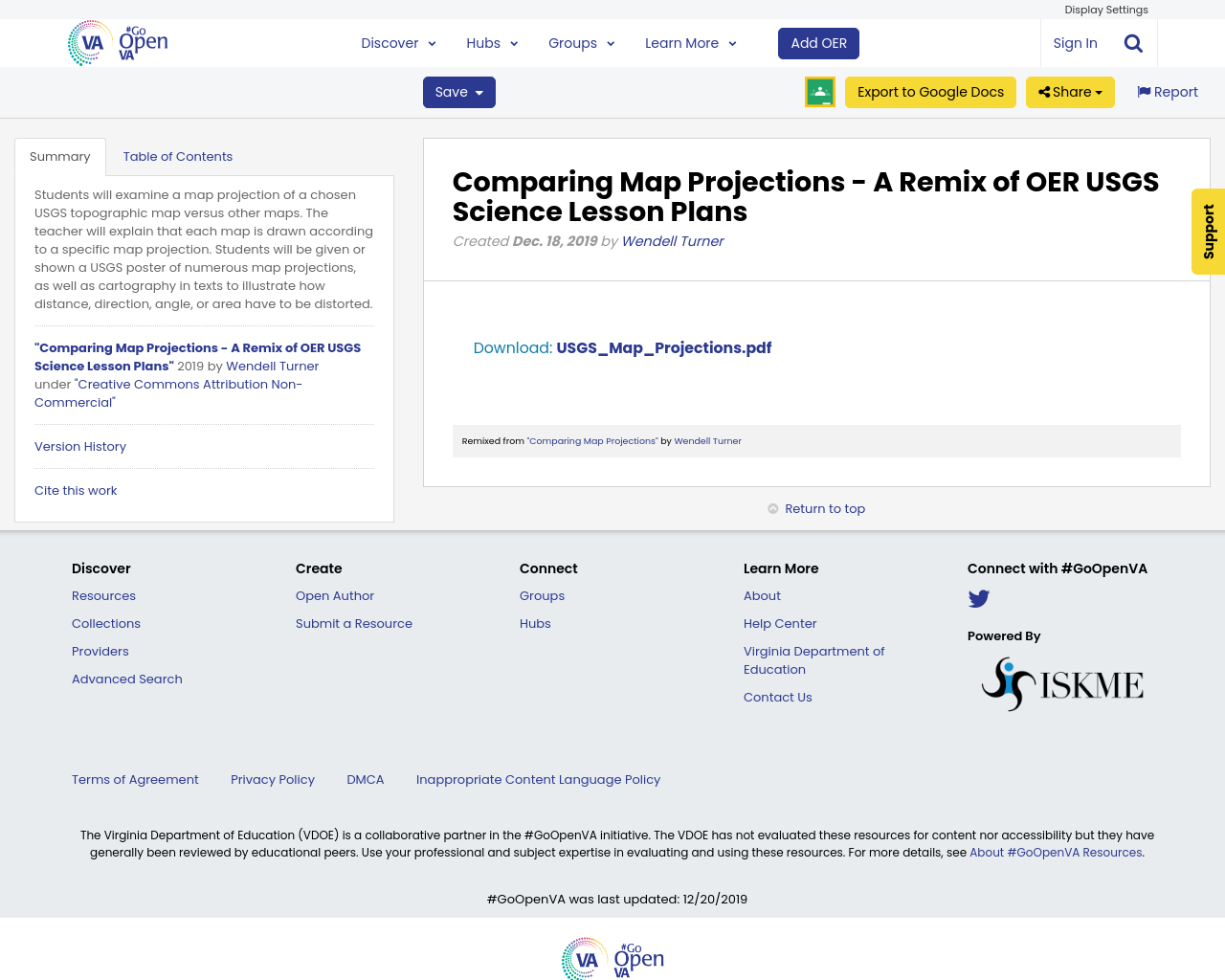 Comparing Map Projections - A Remix of OER USGS Science Lesson Plans ...